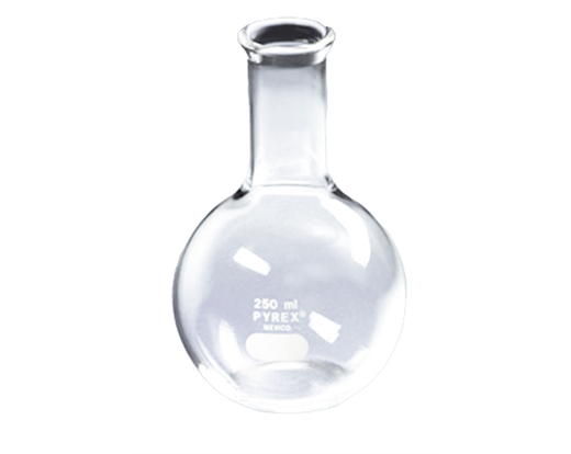 PYREX Flat Bottom Long Neck Boiling Flask | Corning- MG Scientific