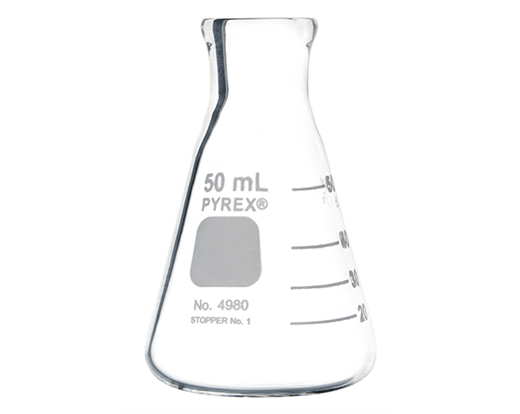 Pyrex Narrow Mouth Erlenmeyer Flasks with Heavy Duty Rim | Corning- MG ...